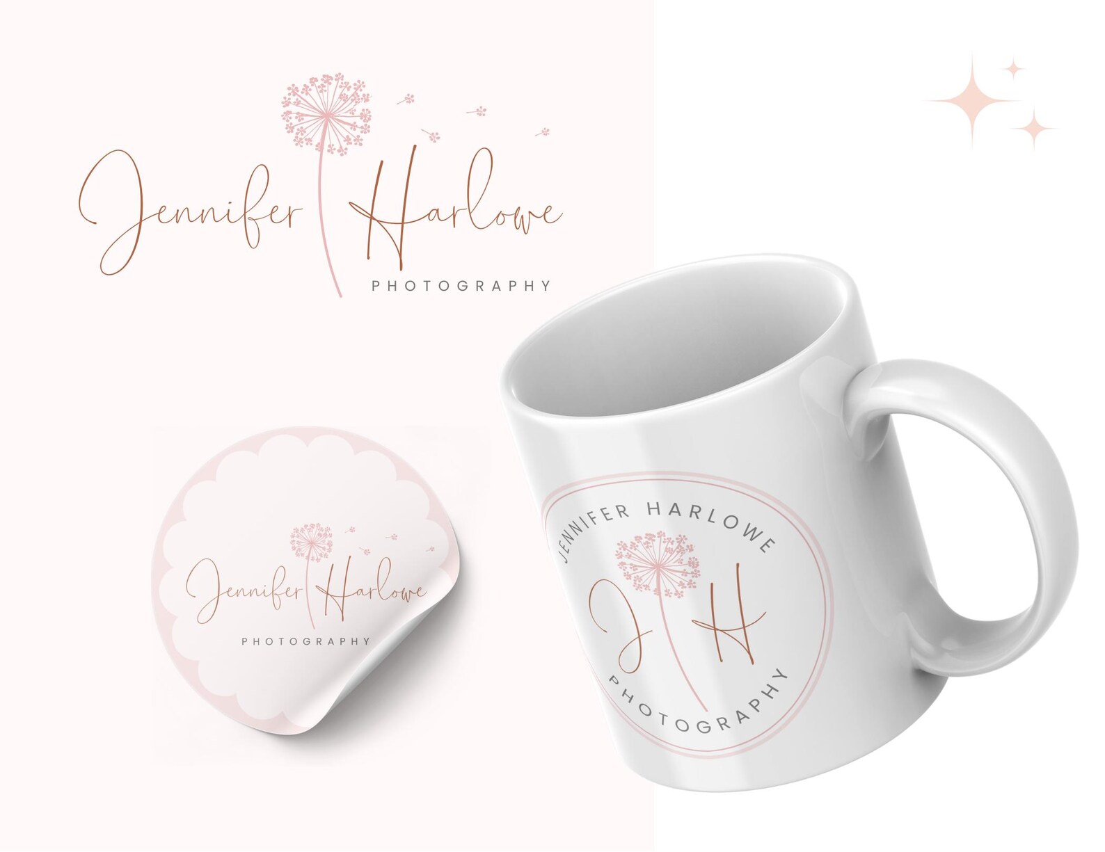 DIY Elegant Script Dandelion Logo Design Instant Download, Premade ...