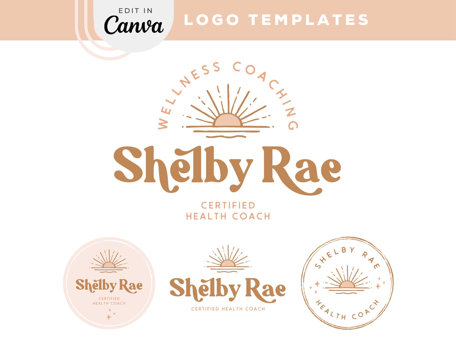 Editable Retro Sun Logo Design Instant Download, Canva Logo Template ...