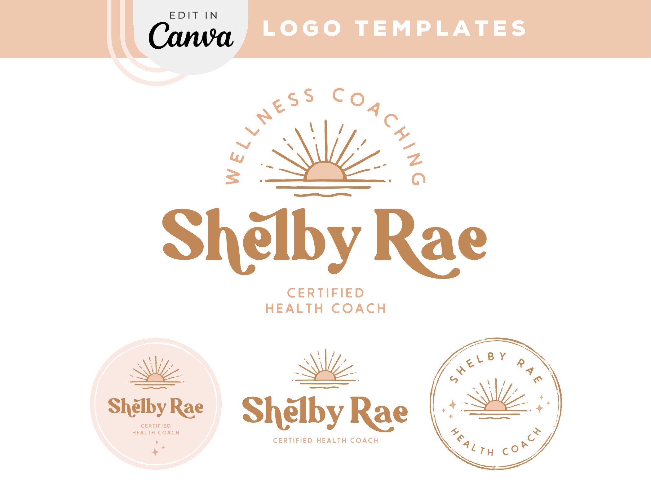 Editable Retro Sun Logo Design Instant Download, Canva Logo Template ...