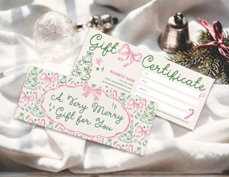 Editable Holiday Gift Certificate Template, Merry Coquette Christmas ...