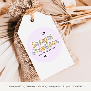 Retro Sun Logo Design Design, Editable Canva Logo Template, Rainbow ...
