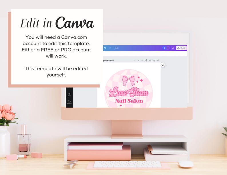 Coquette Aesthetic Logo Design Template, Pink Bow Ribbons Sparkles ...