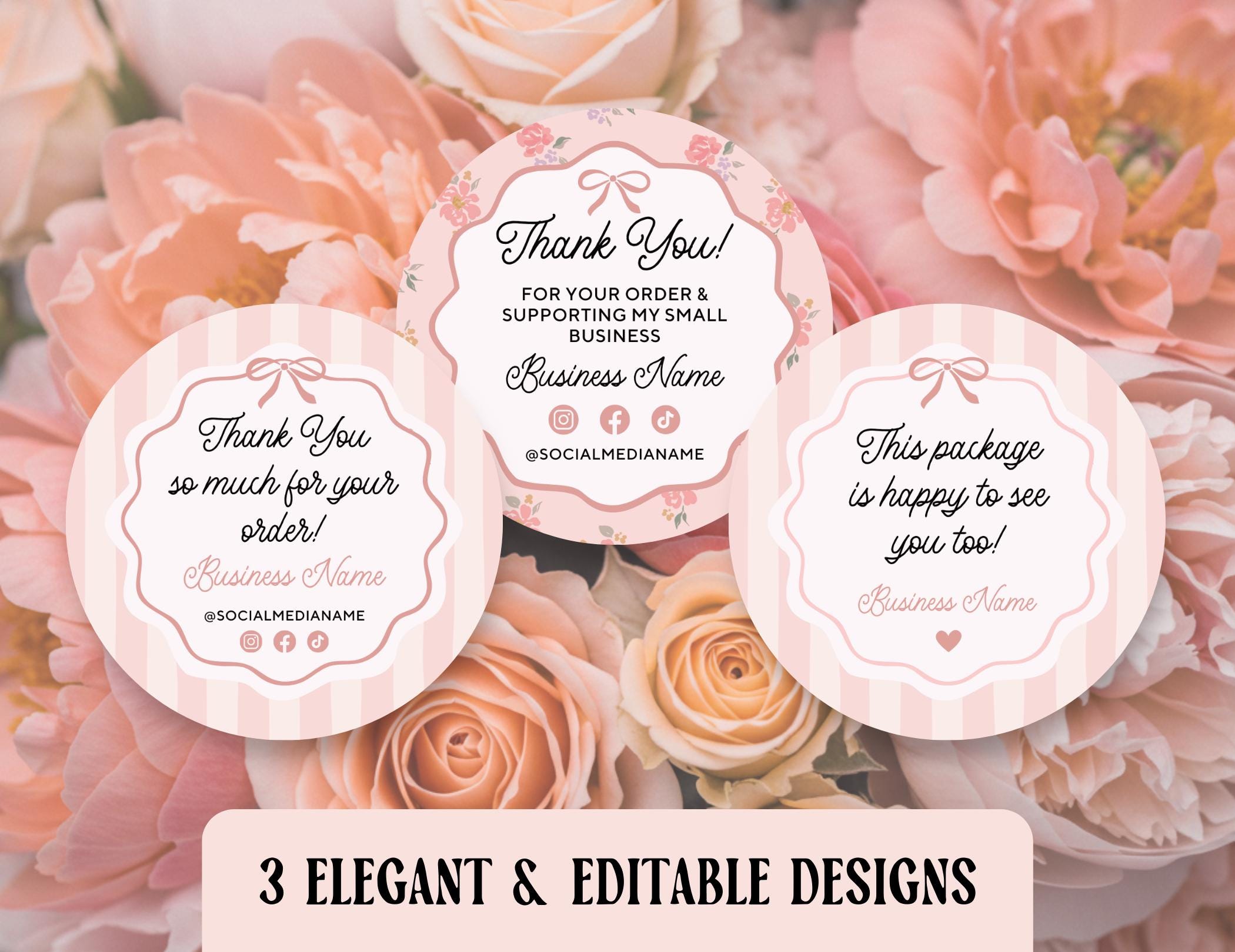 DIY Coquette Aesthetic Stickers, Editable Circle Label Canva Template ...