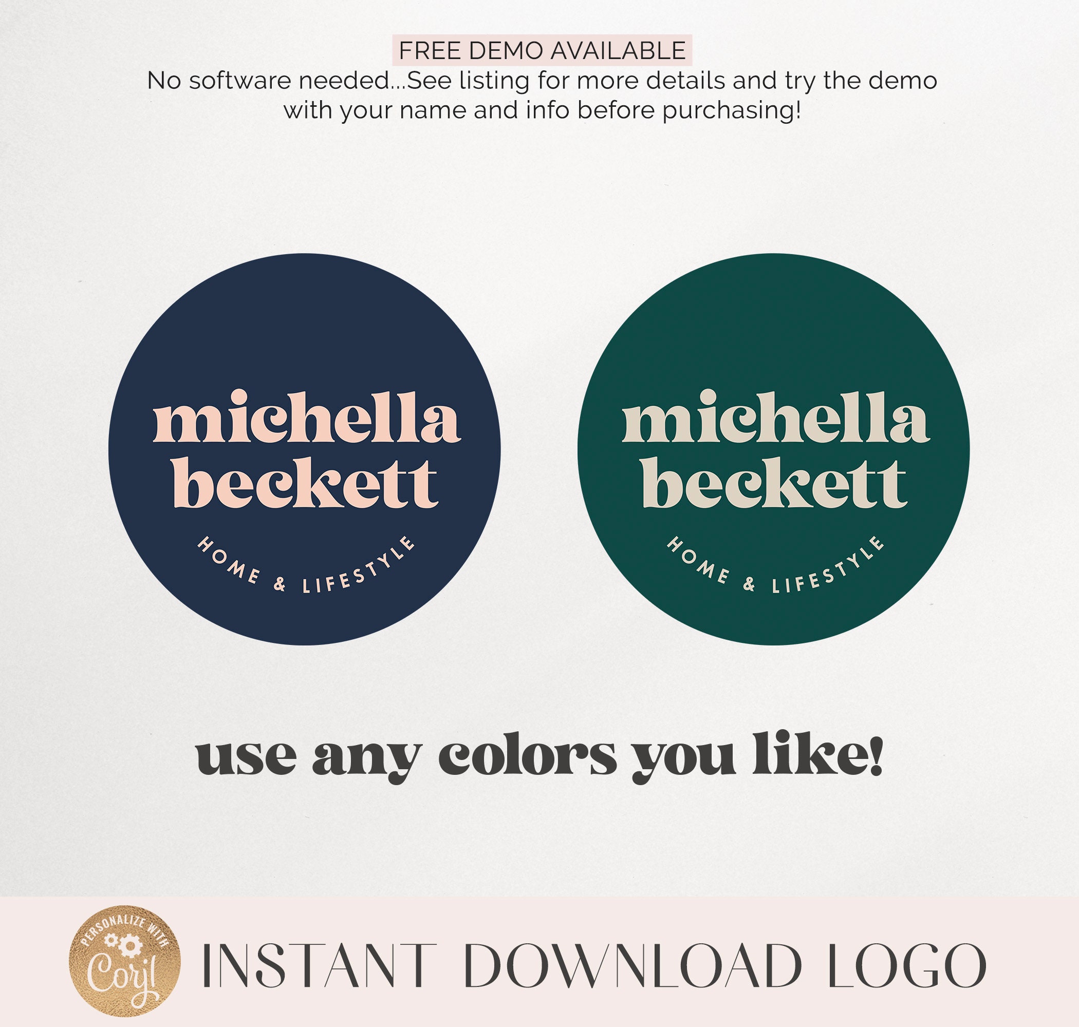 Instant Download Circle Logo Design DIY Editable Premade | Etsy