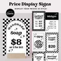 Editable Pink Red Price Display Cards Canva Template, Printable Pop-up ...