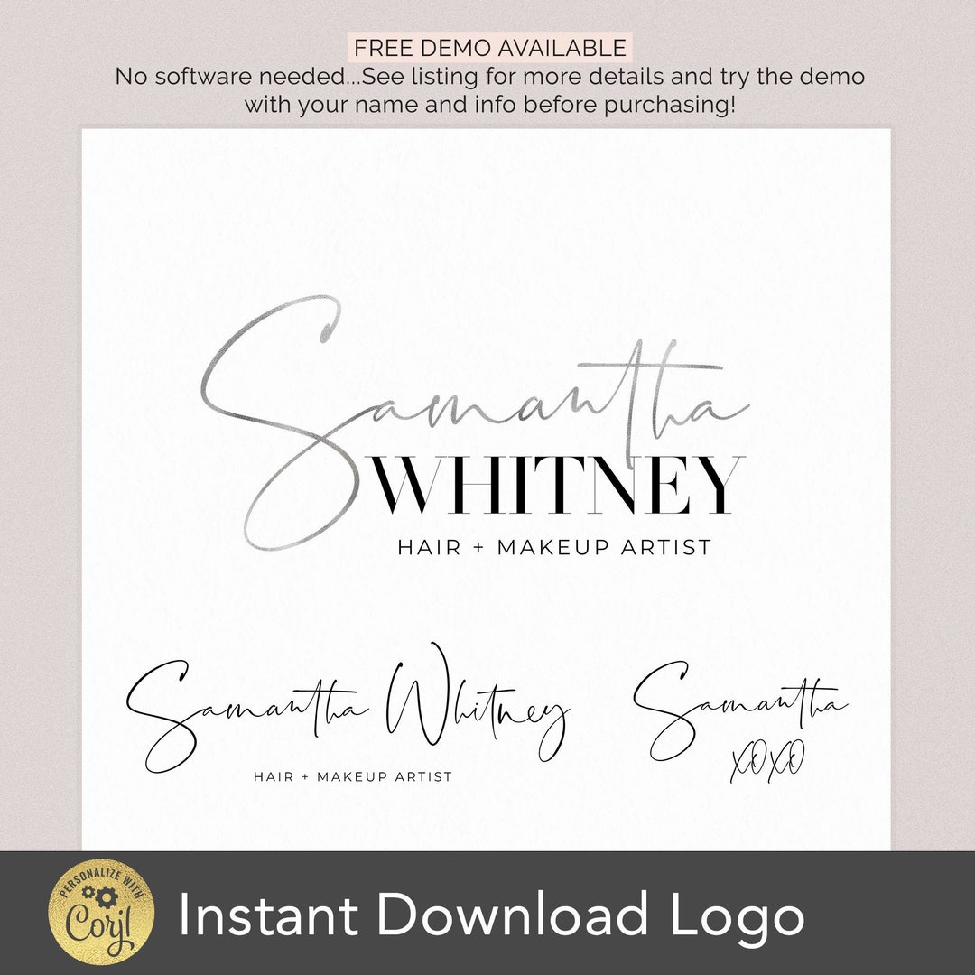 Signature Logo Design Instant Download, DIY Premade Hair Stylist Logo ...