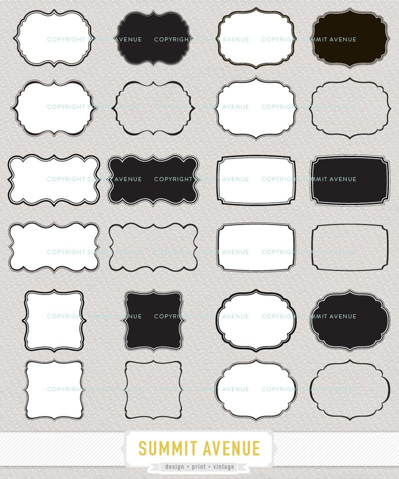 INSTANT DOWNLOAD Digital Clip Art Set of 24 Classic & Decorative Frame ...