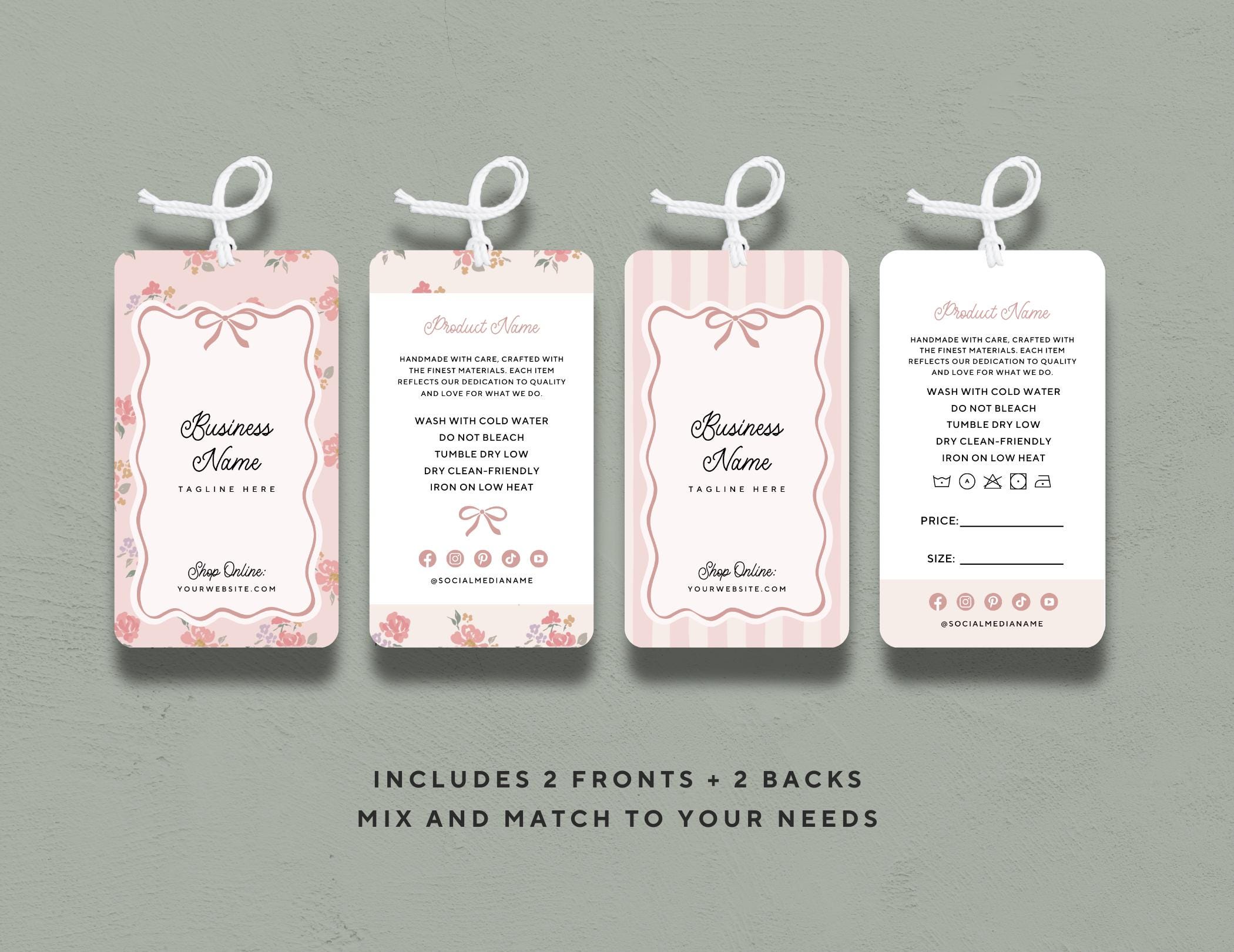 Editable Coquette Bow Hang Tag Canva Template, Printable Boutique ...