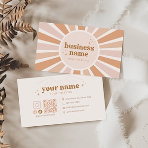 Editable Retro Sun Business Card Template QR Code, Colorful Instant ...