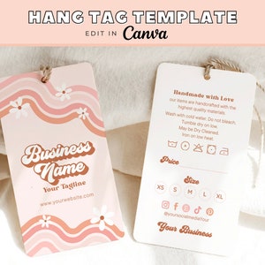 Retro Script Editable Price Tag Canva Template, Groovy Printable ...