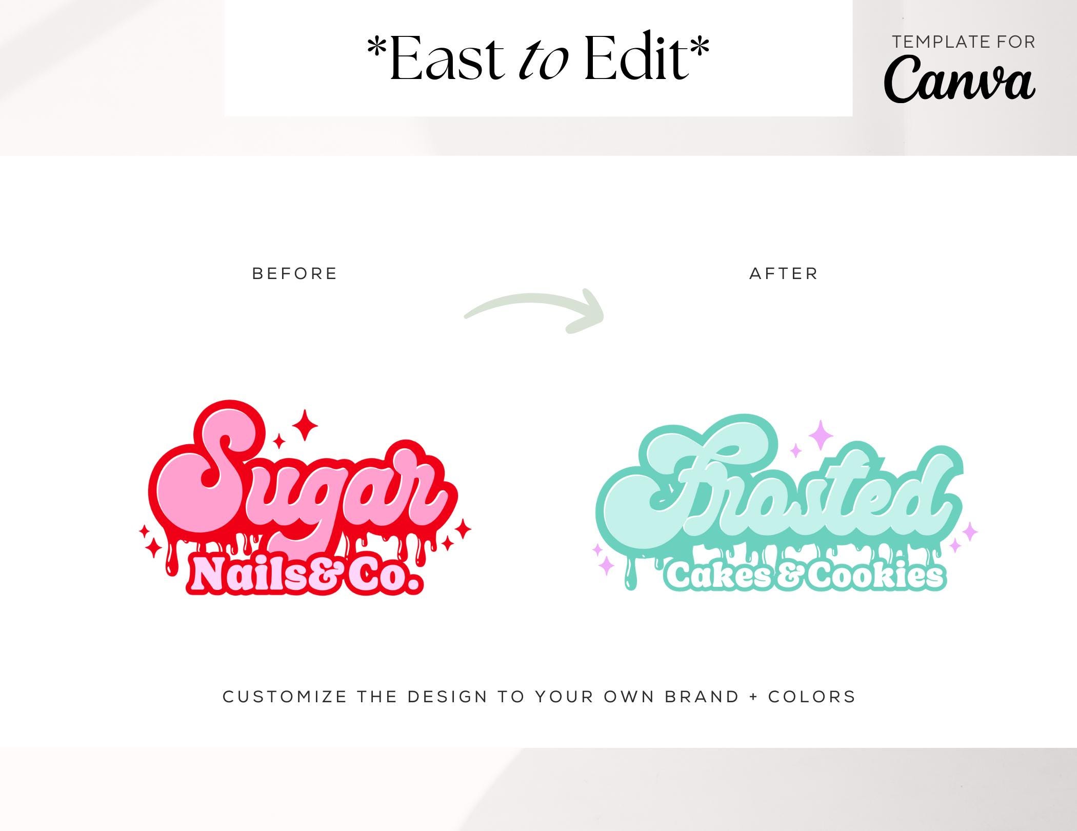 Hand Drawn Retro Drip Logo Design, Editable Nail Logo Canva Template ...