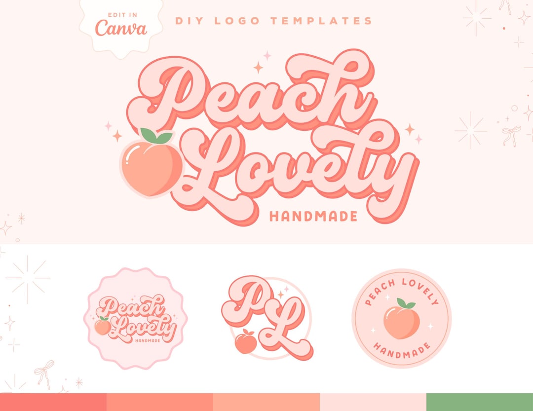 Pretty Coquette Aesthetic Logo Design Template, Retro Peach Logo Canva ...
