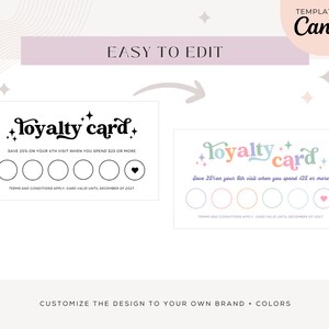 Editable Retro Loyalty Card Canva Template, Customer Punch Card, Salon ...