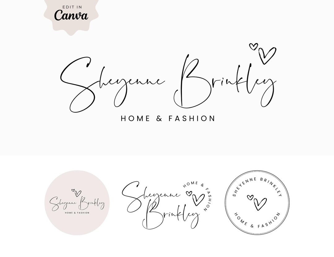 Heart Signature Logo Design Instant Download, DIY Lifestyle Logo Kit ...