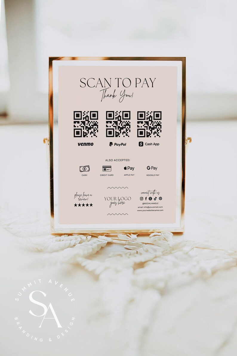 Editable Modern Scan to Pay QR Sign DIY Printable Payment - Etsy