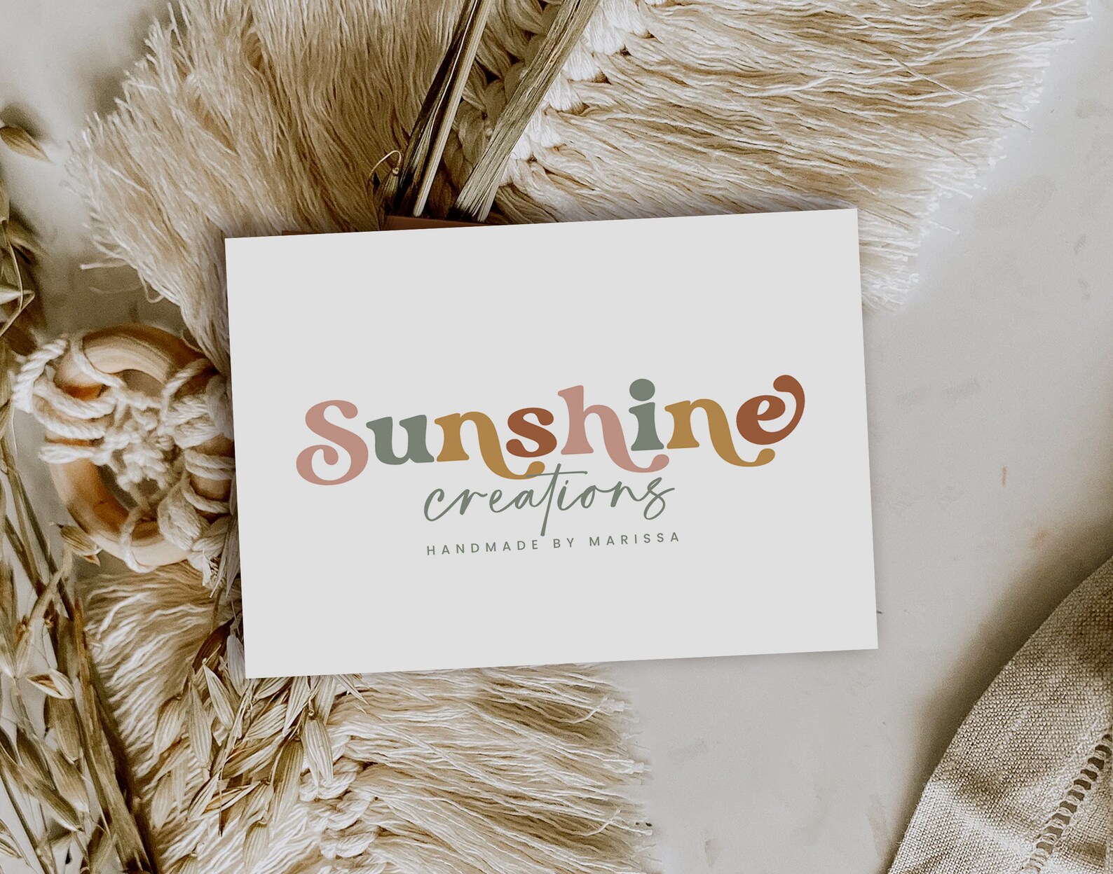 Editable Colorful Boho Canva Logo Template, Instant Download Retro 70s ...