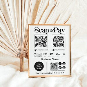 Editable Modern Scan to Pay QR Sign, DIY Minimalist Printable Payment ...
