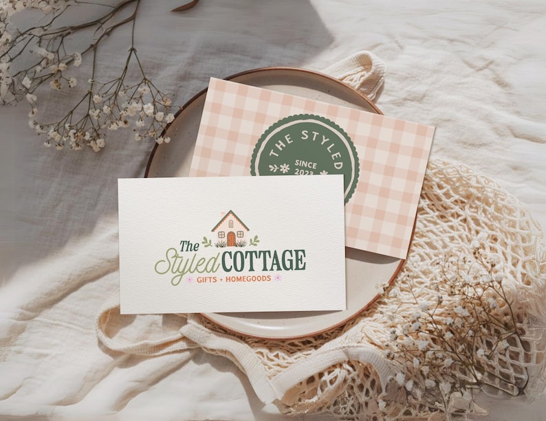 Cottagecore Logo Design, Editable Canva Logo Template, Boho Logo for ...