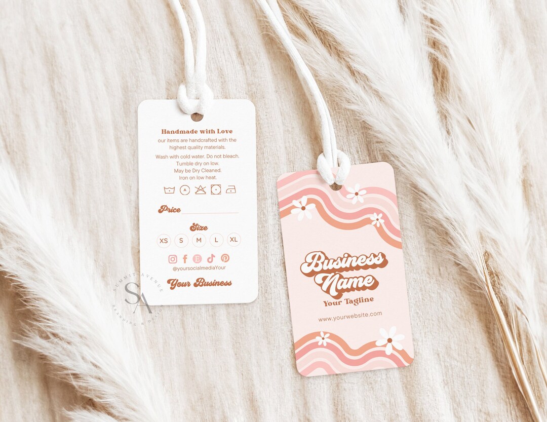 Retro Script Editable Price Tag Canva Template, Groovy Printable ...