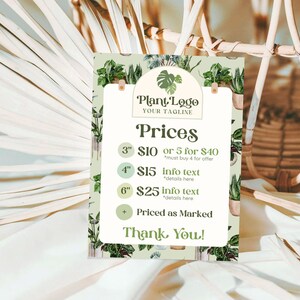 Editable Plant Sale Signs, Printable Payment Sign, Social Media Poster ...