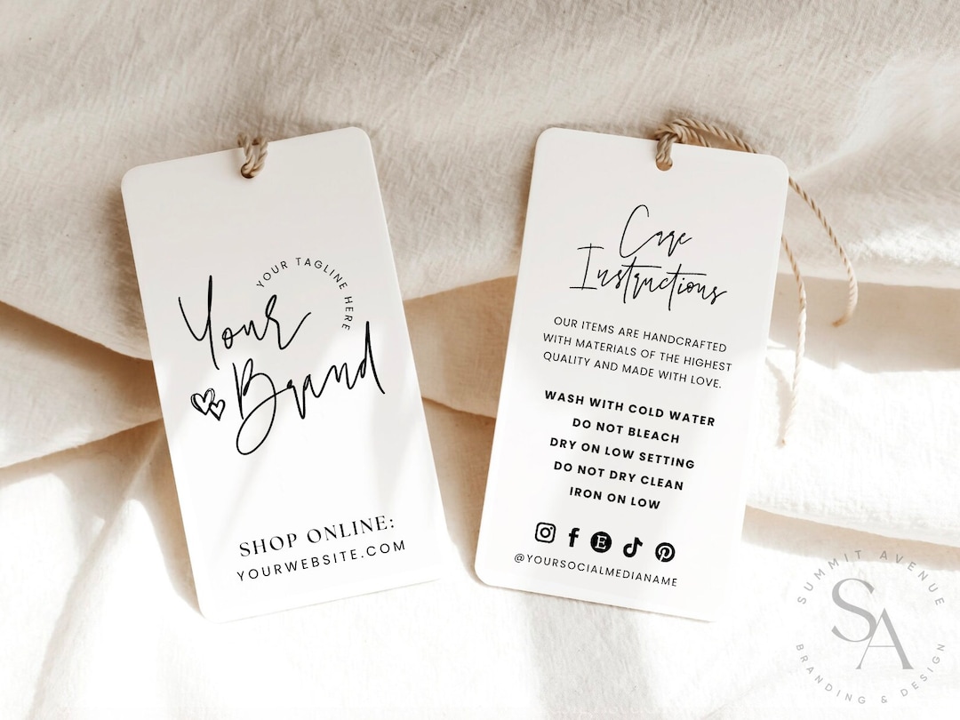 Modern Small Business Hang Tag - Care Instruction Hanging Tag ...