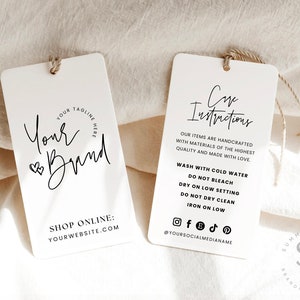 Modern Small Business Hang Tag - Care Instruction Hanging Tag ...