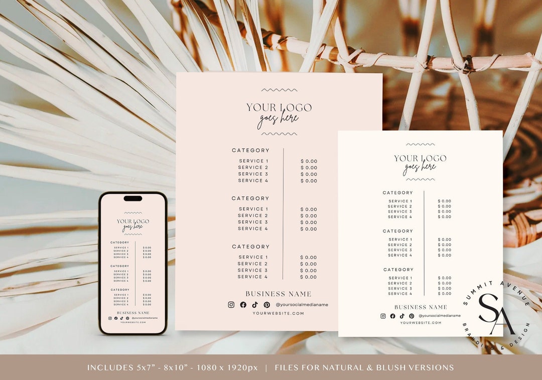 Modern Price List Canva Template, Instagram Price List, Minimalist ...