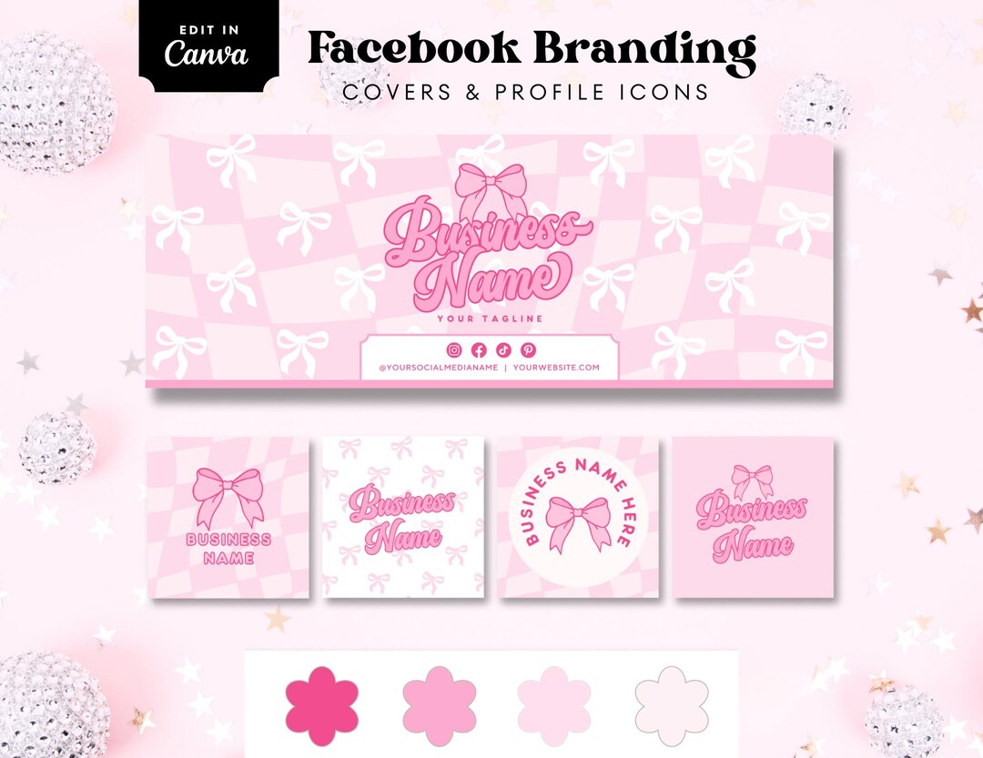 Editable Coquette Facebook Kit, Preppy Facebook Page Banners, DIY Cute ...