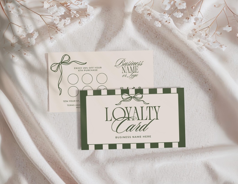 Luxury Editable Loyalty Card Template, Elegant Olive Green Customer ...