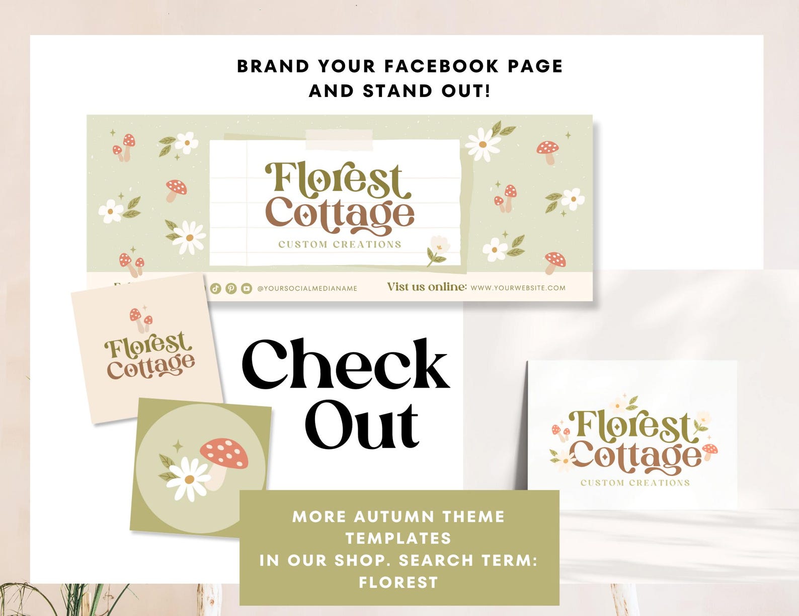 Editable Facebook Kit, Cottagecore Flowers Facebook Page Banners ...