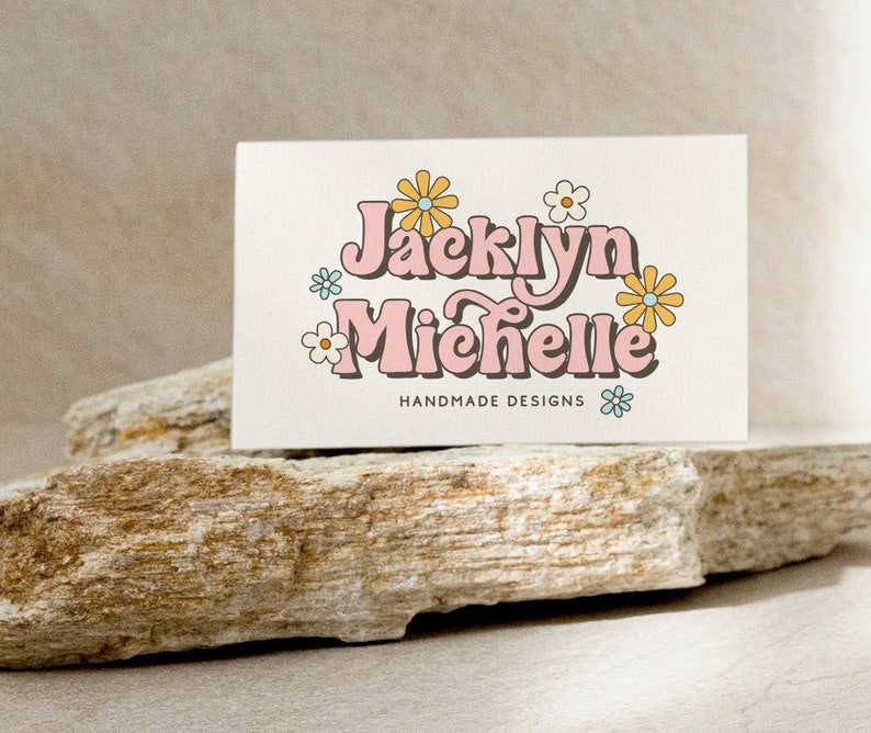 DIY Retro Groovy Flower Logo Design Instant Download Premade - Etsy