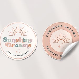 DIY Colorful Sunshine Logo Design Instant Download, Premade Retro ...