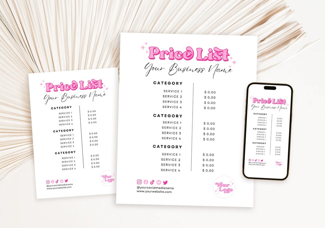 Retro Price List Canva Template, Instagram Story Price List, Editable ...