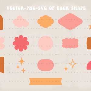 Retro Shape Designs, Hippie Clipart, Groovy Canva Elements, 70s ...