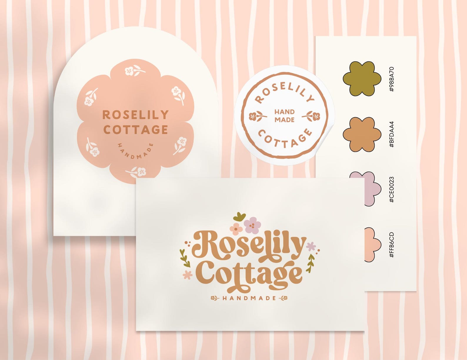 Cottagecore Logo Design, Earthy Editable Canva Logo Template, Boho Logo ...