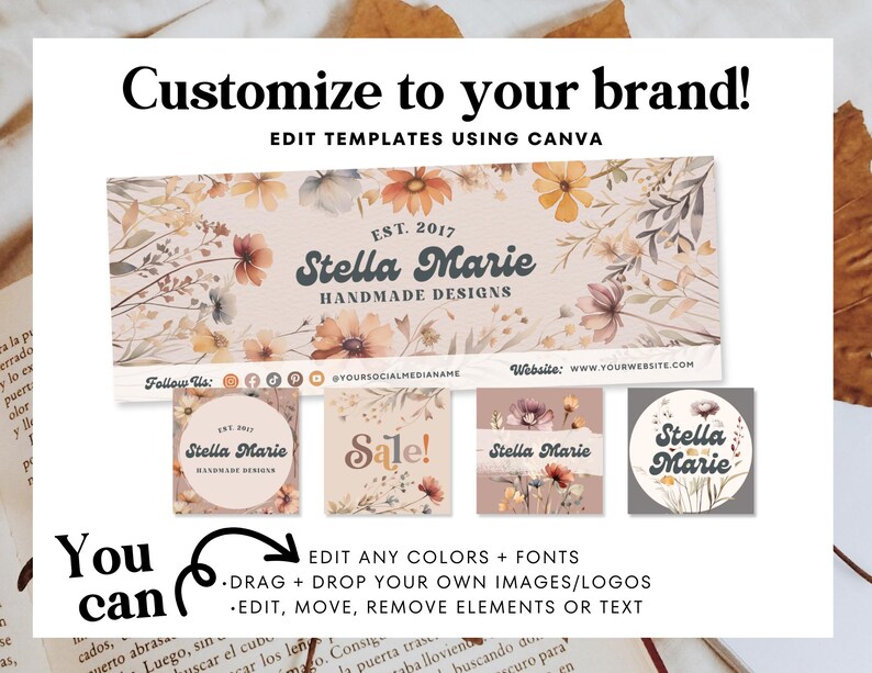 Editable Wildflowers Facebook Kit, Watercolor Flowers Facebook Page ...