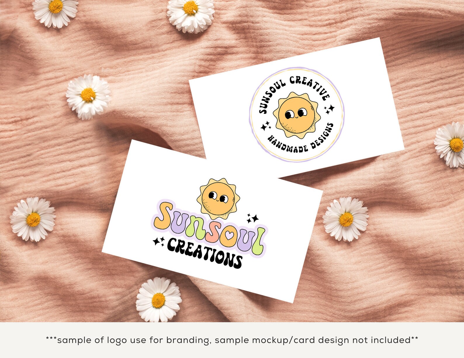Retro Sun Logo Design Design, Editable Canva Logo Template, Rainbow ...