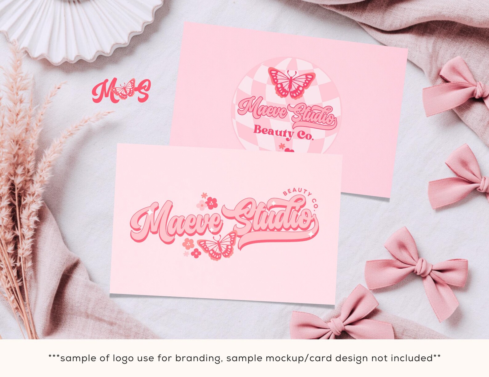 Coquette Aesthetic Logo Design Template, Butterfly Floral Monogram Logo ...