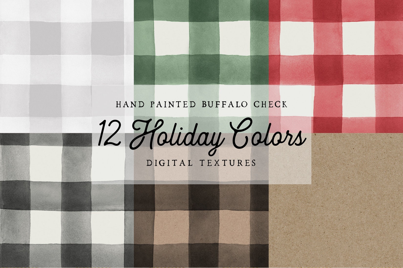 Holiday Hand Painted Buffalo Check Patterns Watercolor | Etsy