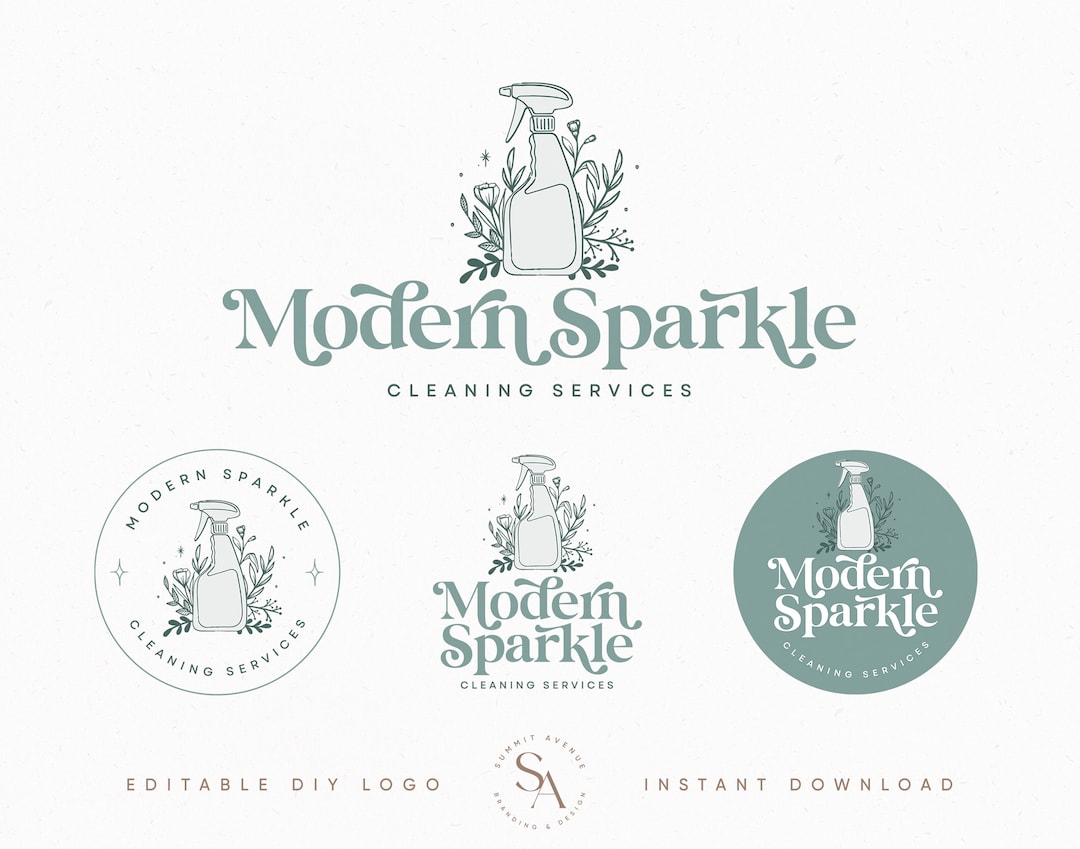 Editable Sparkle Cleaning Logo Design, DIY Modern Cleaning Service Logo ...