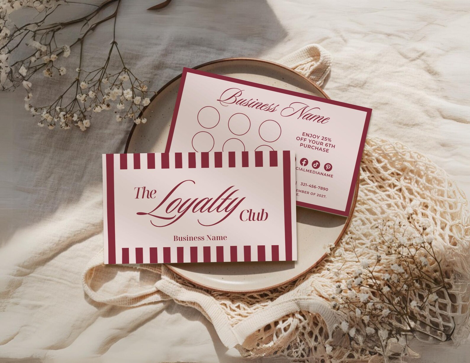 Luxury Editable Loyalty Card Template, Elegant Customer Punch Card ...