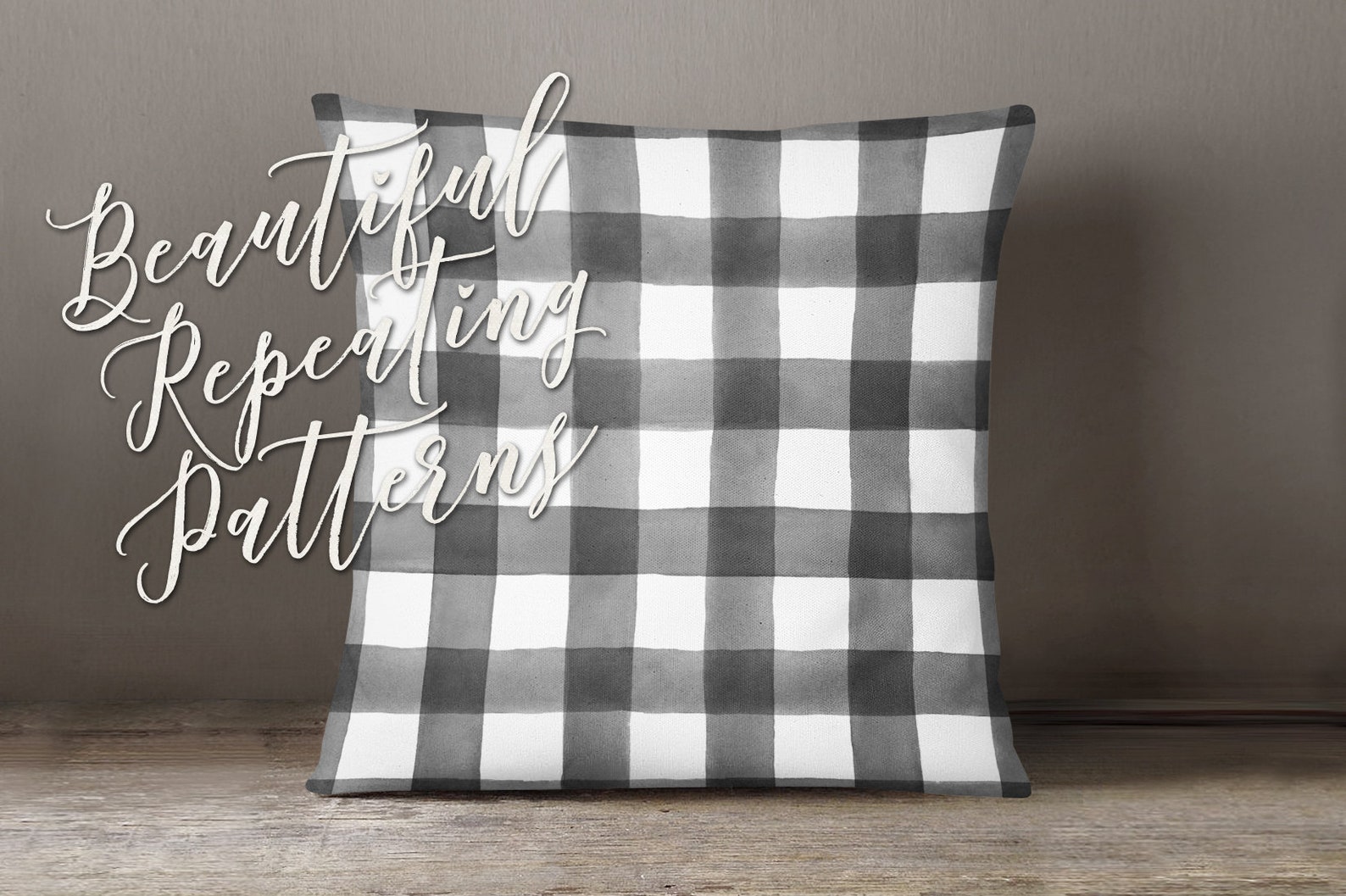 Hand Painted Buffalo Check Patterns, Watercolor Buffalo Check Digital ...