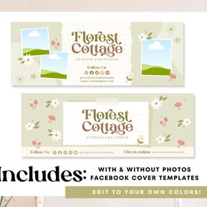 Editable Facebook Kit, Cottagecore Flowers Facebook Page Banners ...