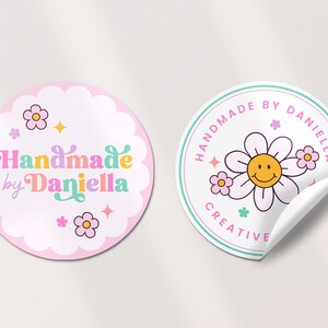 DIY Retro Groovy Flower Logo Design Instant Download Premade - Etsy