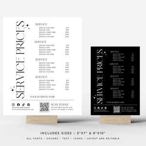 Modern Price List Canva Template, Printable Pricing Sign, Instant ...