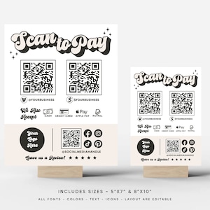 Editable Retro Scan to Pay QR Sign, DIY Neutral Printable Payment ...