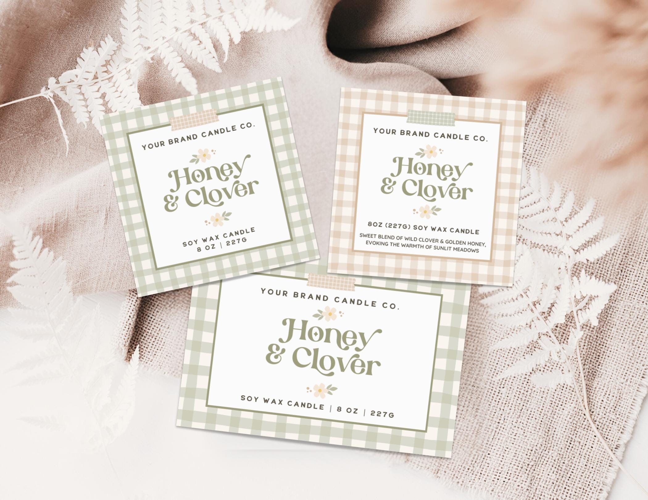 Cottagecore Candle Label Template | Gingham Canva Label | Editable ...