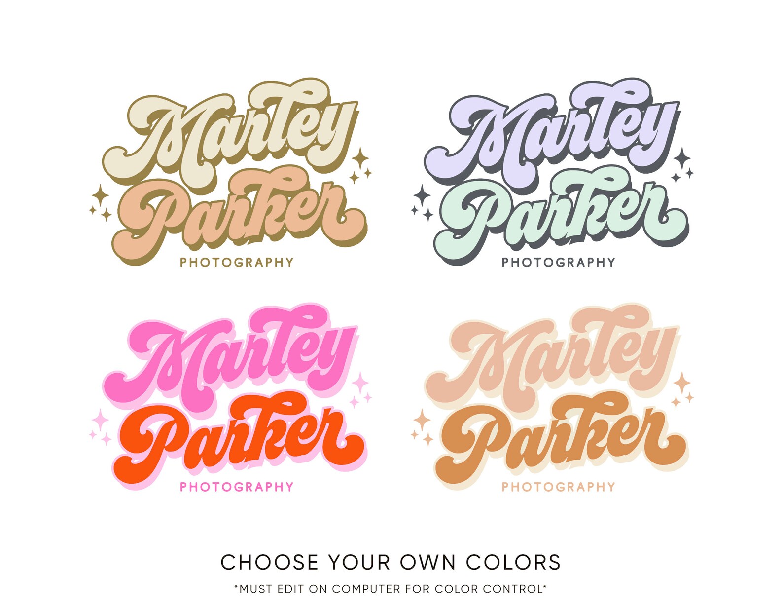 DIY Retro Script 2 Tone Logo Design Instant Download Premade - Etsy