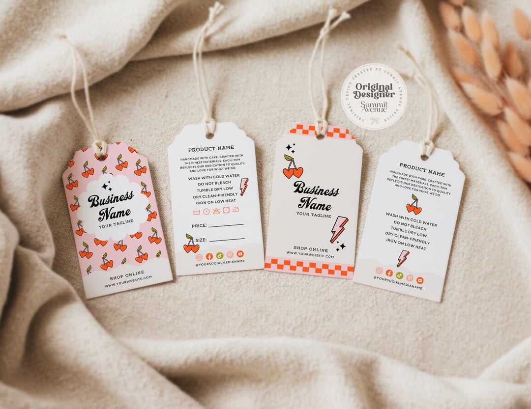 Editable Retro Hang Tag Canva Template, Printable Boutique Garment Care ...