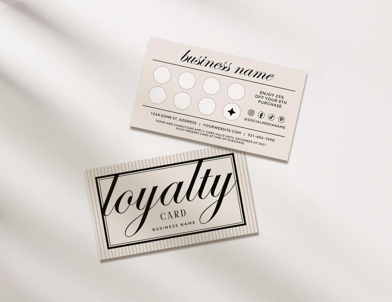 Elegant Editable Loyalty Card Template, Luxury Customer Punch Card ...